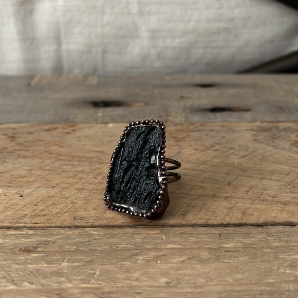 Jewelry | Vintage Copper Ring Inlaid Meteorite Irregular Shape Ring ...